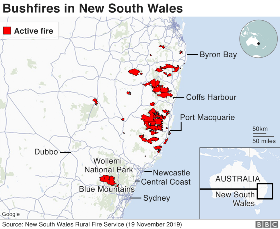 Australia fires: Sydney blanketed by smoke from NSW bushfires - BBC News