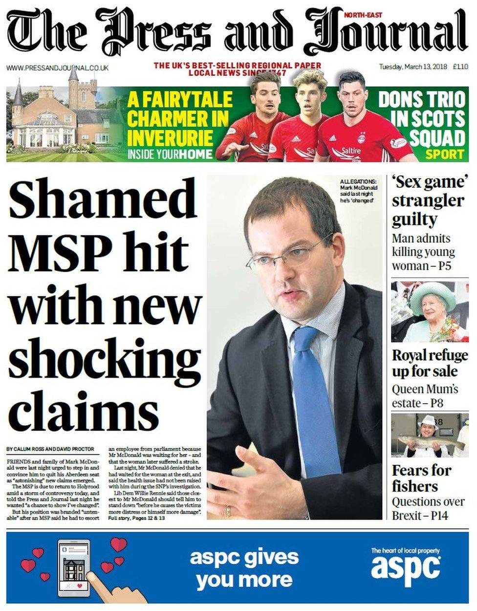 The papers: Shamed MSP's Holyrood return - BBC News