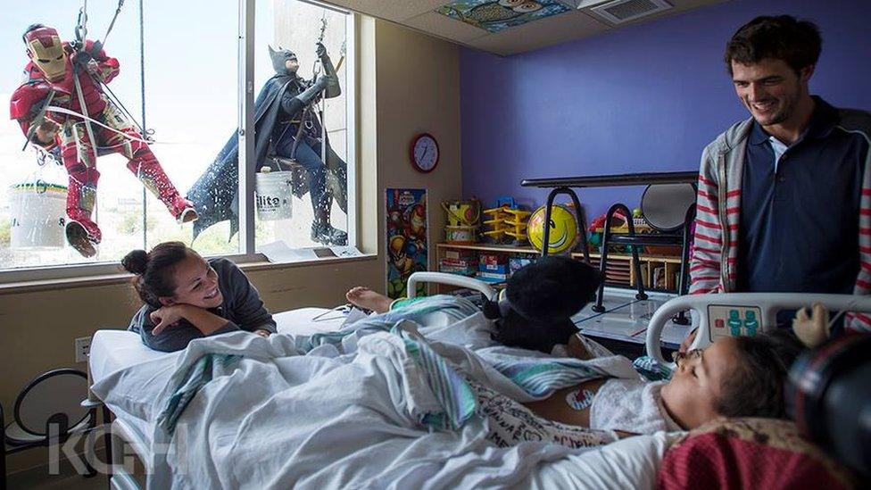 The window cleaners who turned superheroes for a day - BBC News