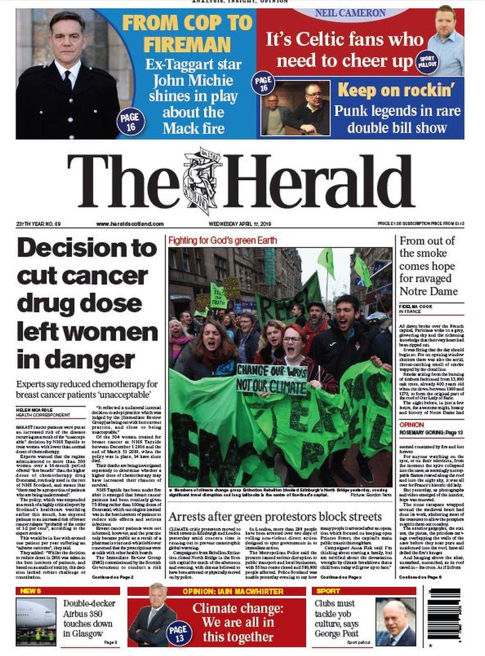 Scotland's papers: Brexit 'recession' and fightback of Notre Dame - BBC ...