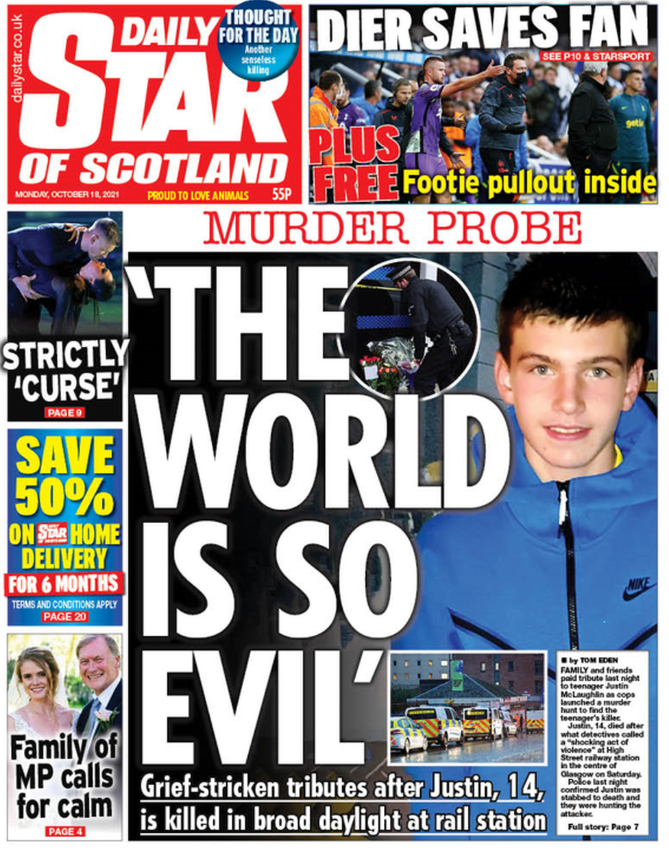 Scotland's papers: 'The world is so evil' and family tribute to MP ...