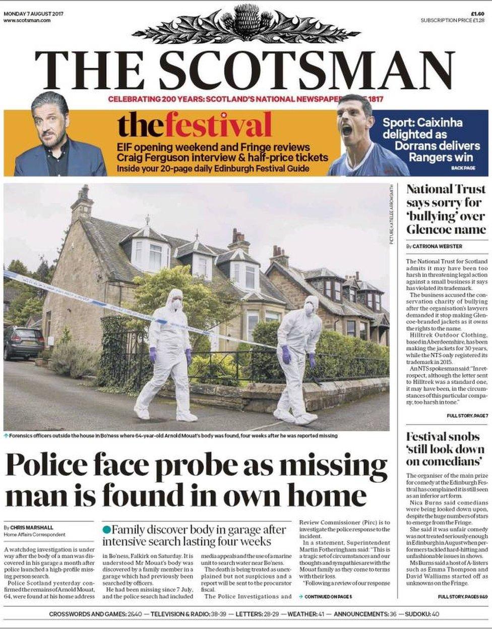 Scotland's papers: Missing man 'blunder' - BBC News