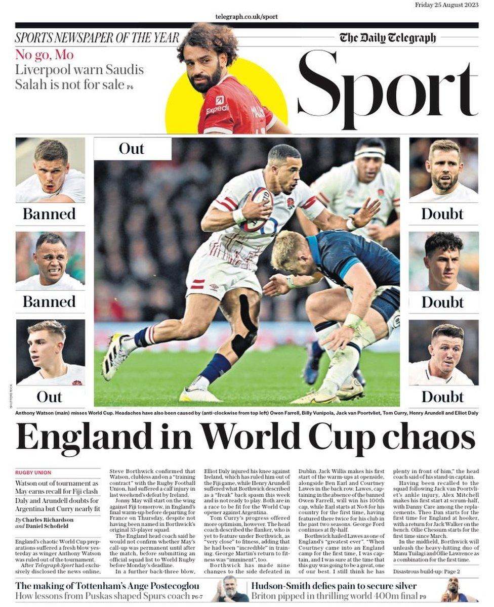 Friday's back pages - BBC Sport