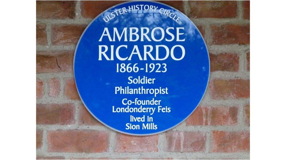 Ambrose Ricardo: Blue plaque for Sion Mills war hero - BBC News