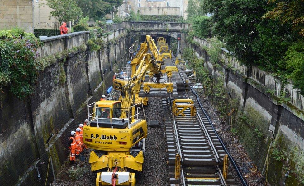 Main Bristol to Bath rail line closed for electrification work - BBC News