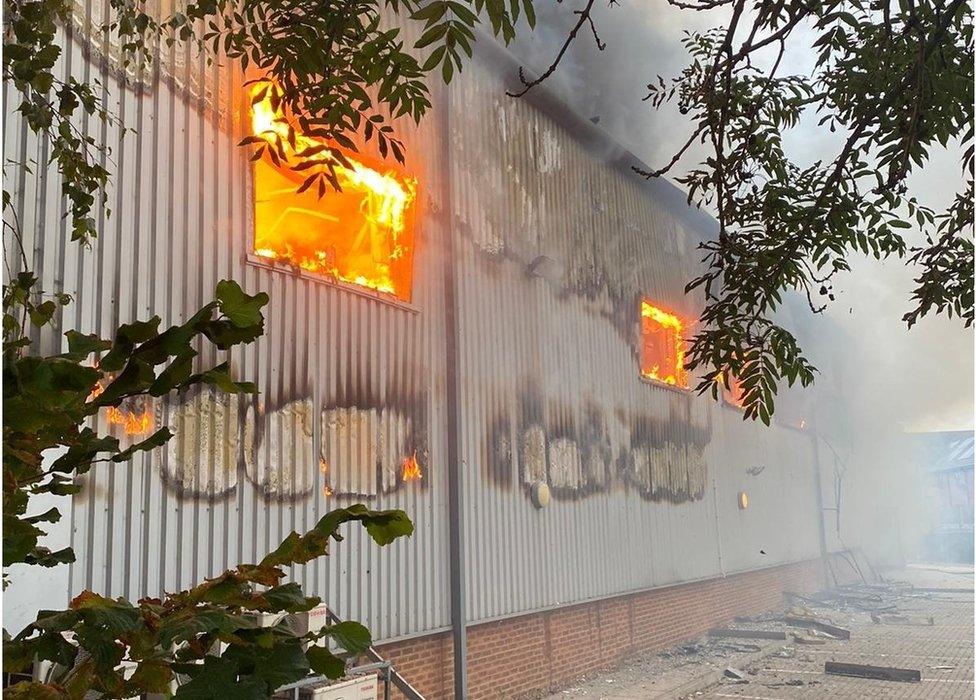 Firefighters tackle blaze at Thurrock ambulance firm base - BBC News