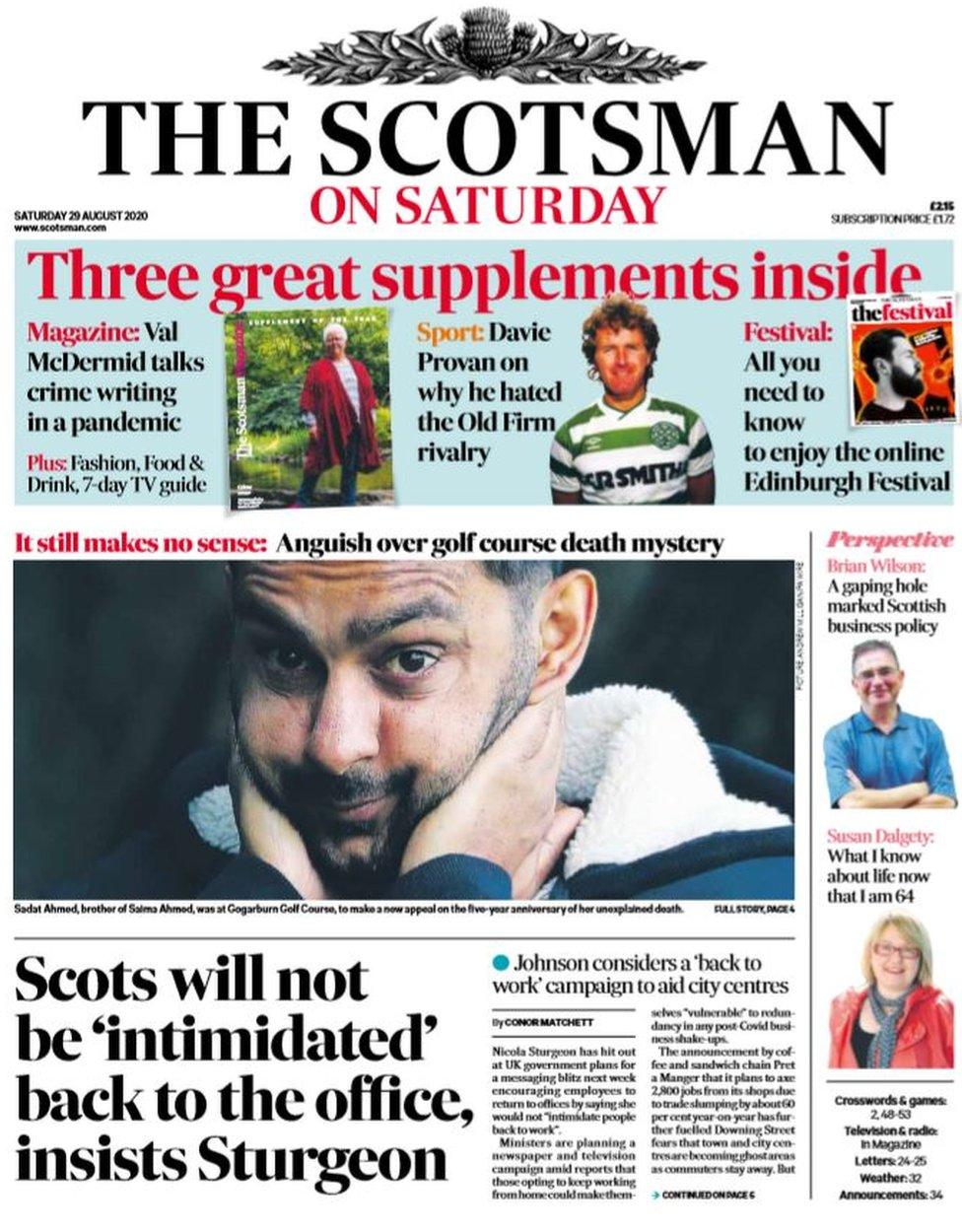 Scotland's papers: FM's Covid safe return to work pledge and comedy ...