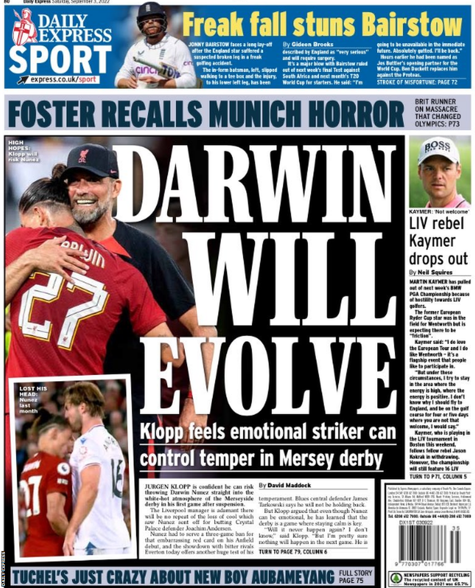 Saturday's sports pages - BBC Sport