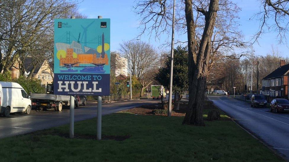 'At least we aren't Leeds' slogan appears on Welcome to Hull signs ...