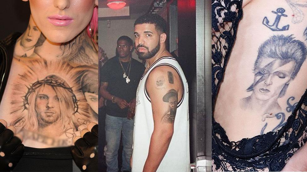 Drake and the musicians with tattoos of other musicians - BBC News