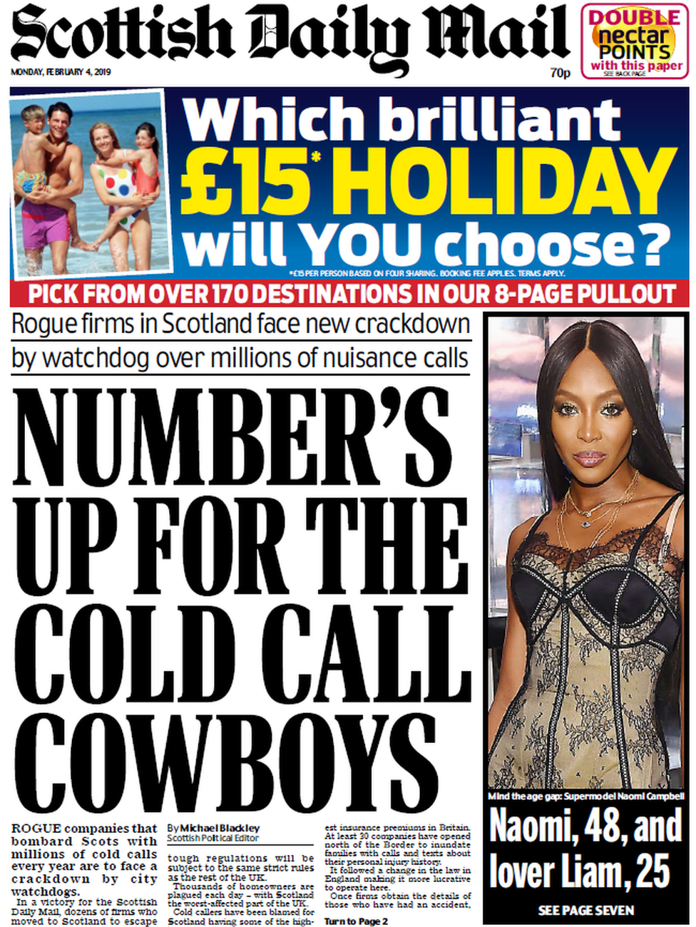 Scotland's papers: Cold call warning and medication costs row - BBC News