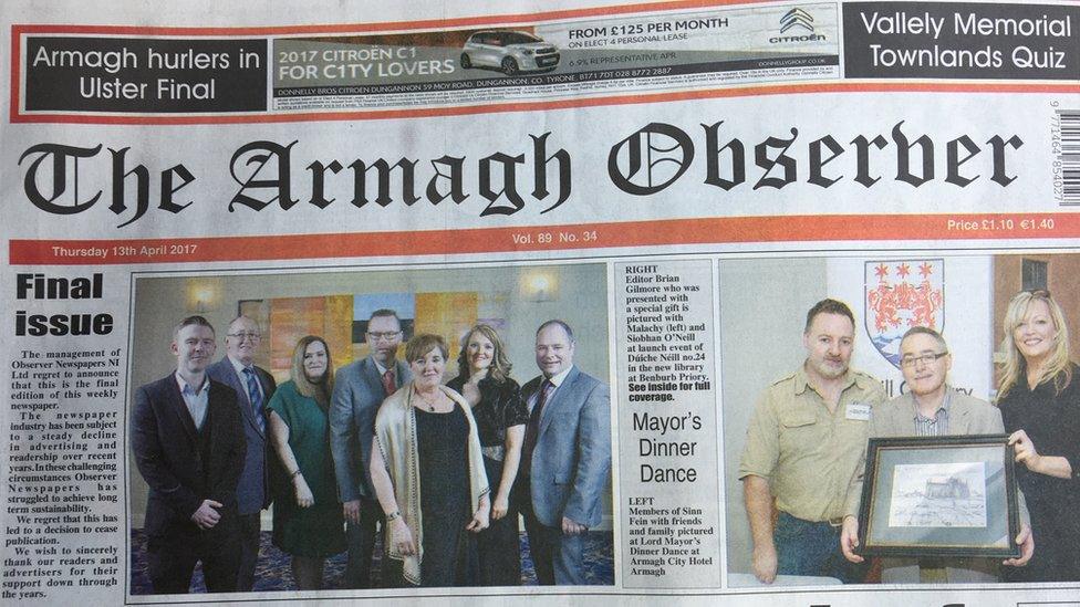 Weekly paper group Observer Newspapers NI ends publication - BBC News