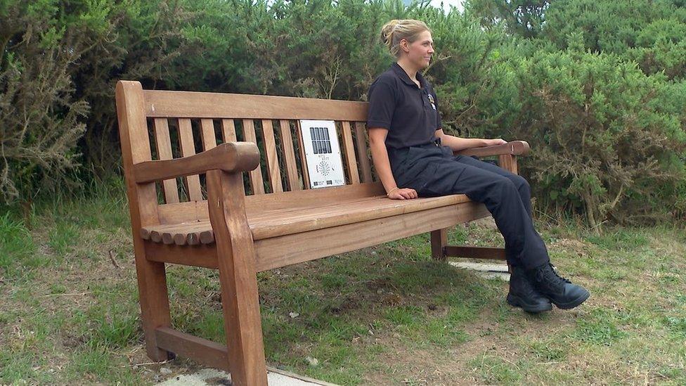 Firefighters use sonic bench designed to help with stress - BBC News