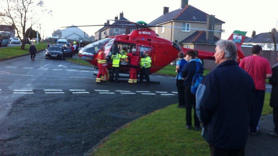Girl airlifted to hospital after crash in Llangefni - BBC News