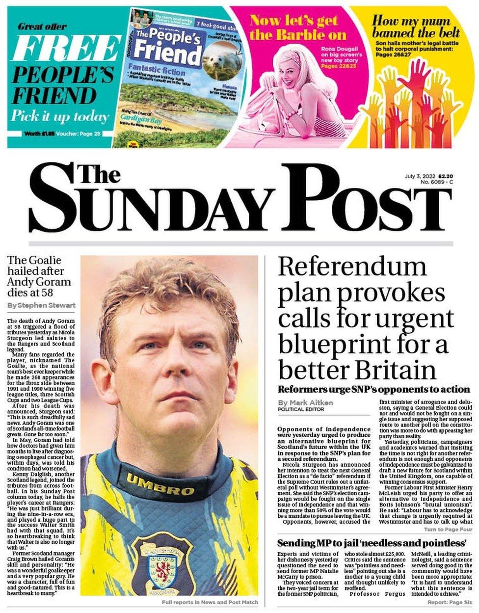 Scotland's papers: The fight for independence and Goram tributes - BBC News