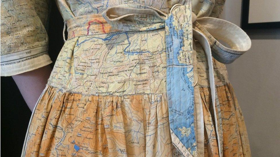 WW2 silk escape map dress sold in Harrogate - BBC News