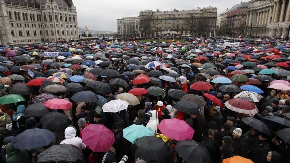 Hungary teachers: Huge protest against government reforms - BBC News