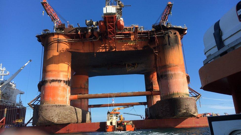 Oil leakage from damaged Transocean Winner rig - BBC News
