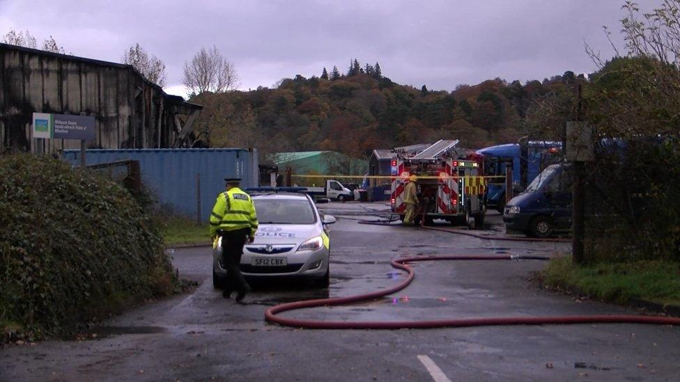 Major blaze at Argyll and Bute Council vehicle depot in Oban - BBC News