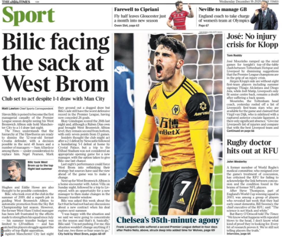 Wednesday's back pages - BBC Sport