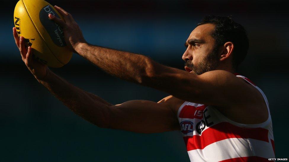 Adam Goodes imaginary spear auctioned online - BBC News