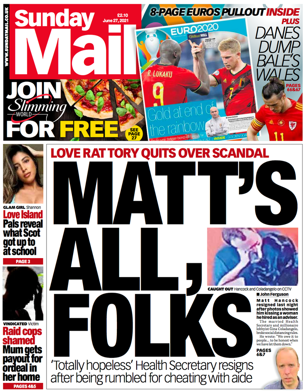 Scotland's papers: Hancock quits and Covid survivor's 'great escape ...