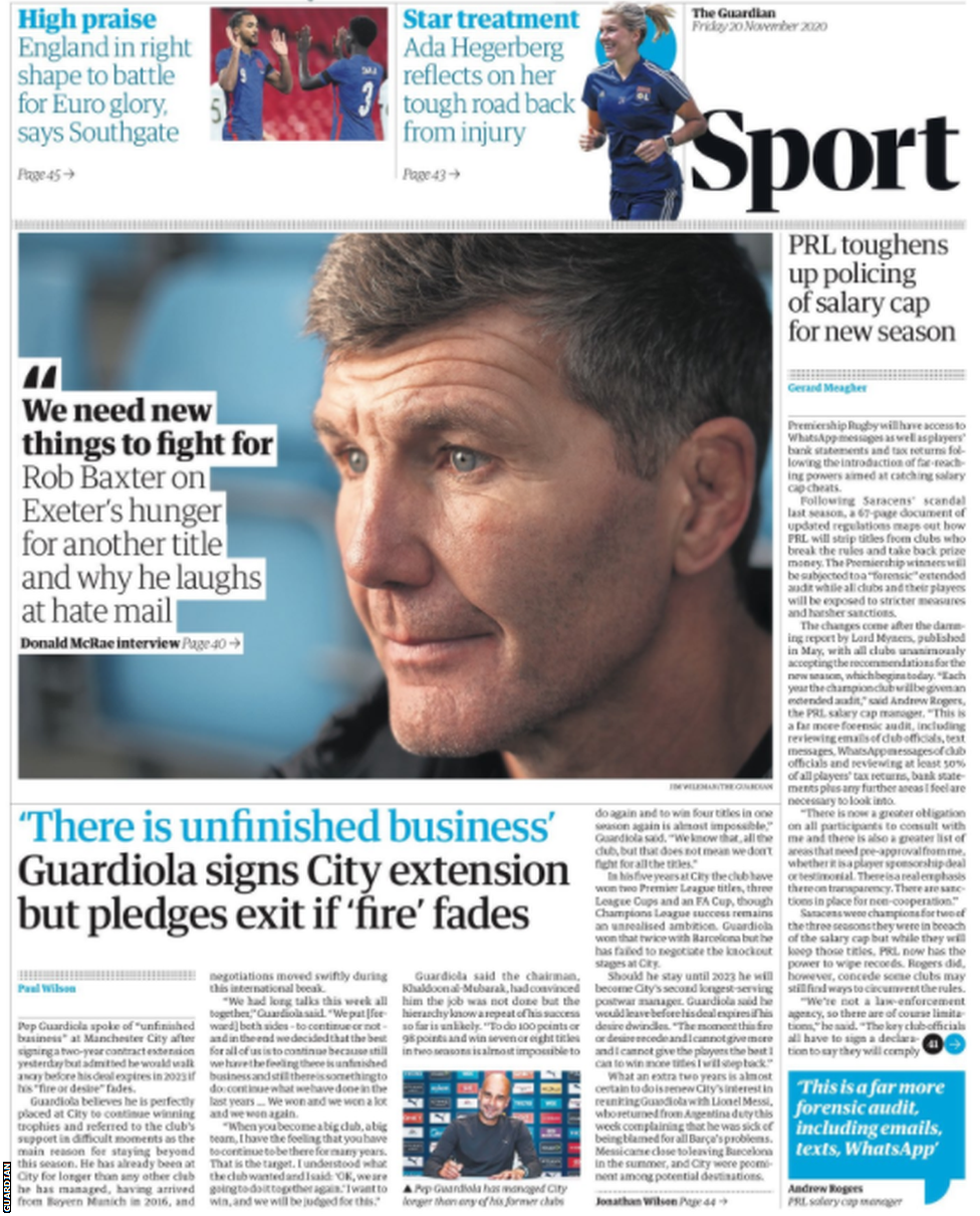 Friday's back pages - BBC Sport