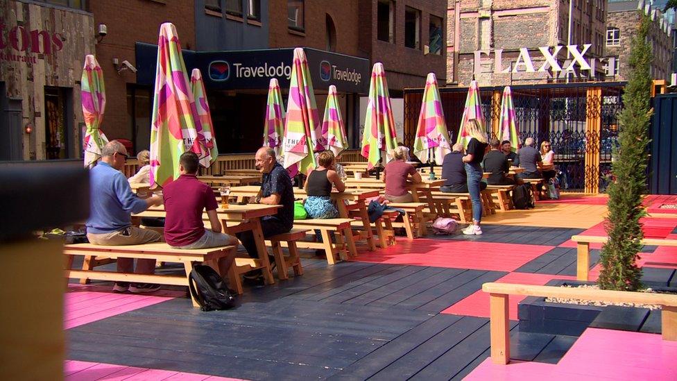 Belfast: Linen Quarter gets new look in bid to boost footfall - BBC News