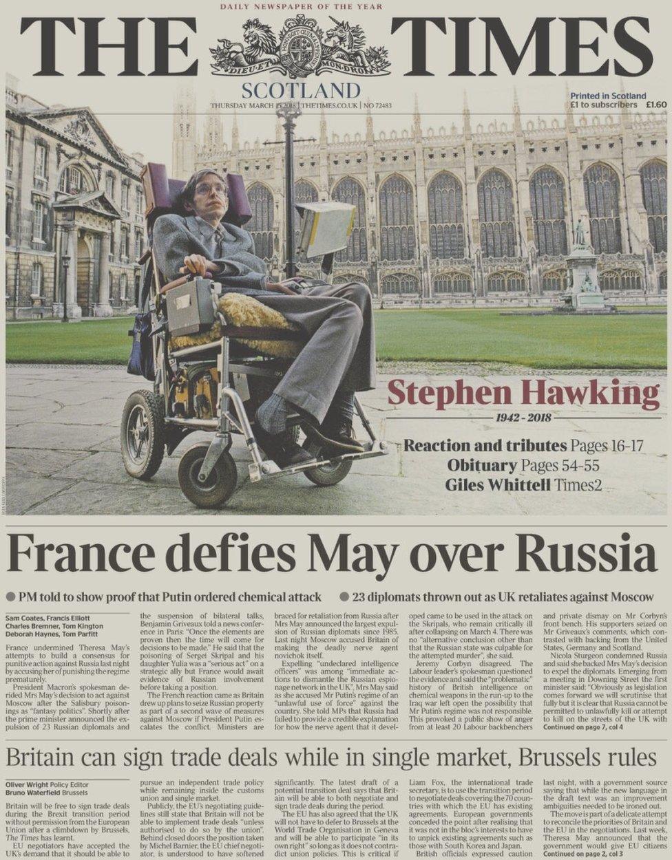 The papers: Fury at Corbyn Russia response - BBC News