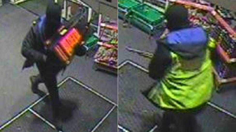 Leigh: Armed robber steals cash box from Asda van driver - BBC News