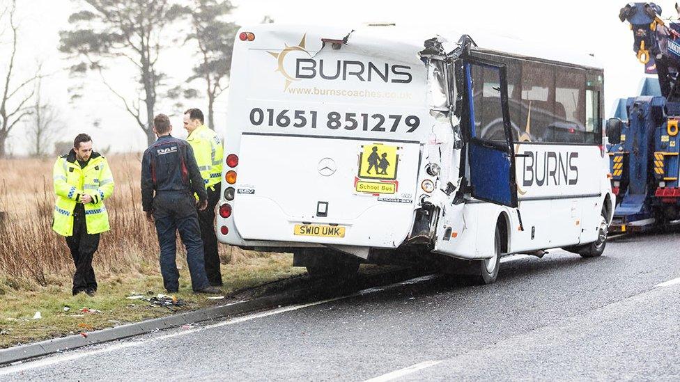 School bus involved in A90 lorry crash near Inverbervie turn-off - BBC News