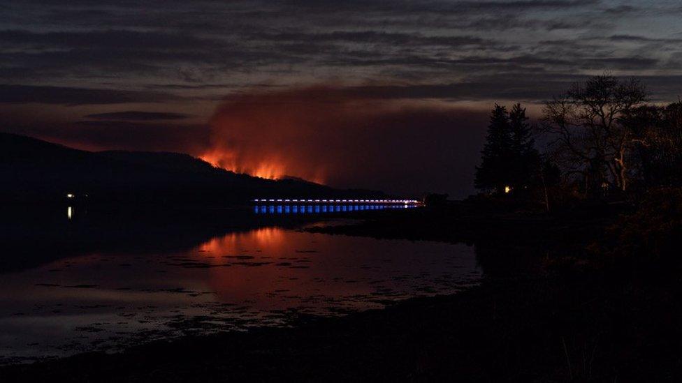 Series of wildfires burn on the Isle of Bute - BBC News