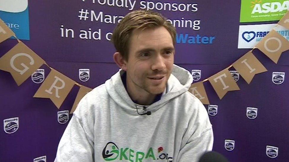Ironing man Gareth Sanders completes 100-hour record bid - BBC News