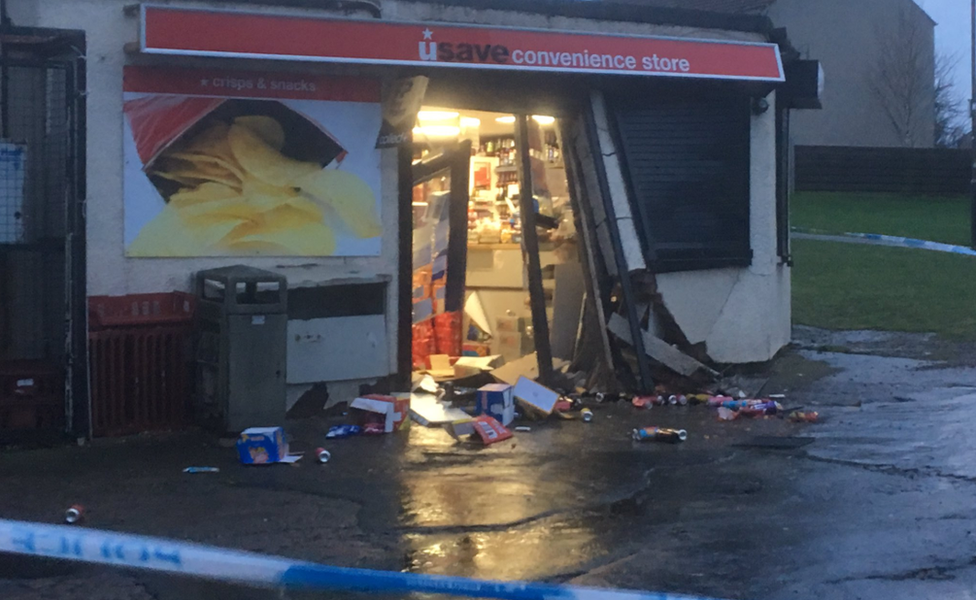 Thieves ram-raid Tranent convenience store - BBC News