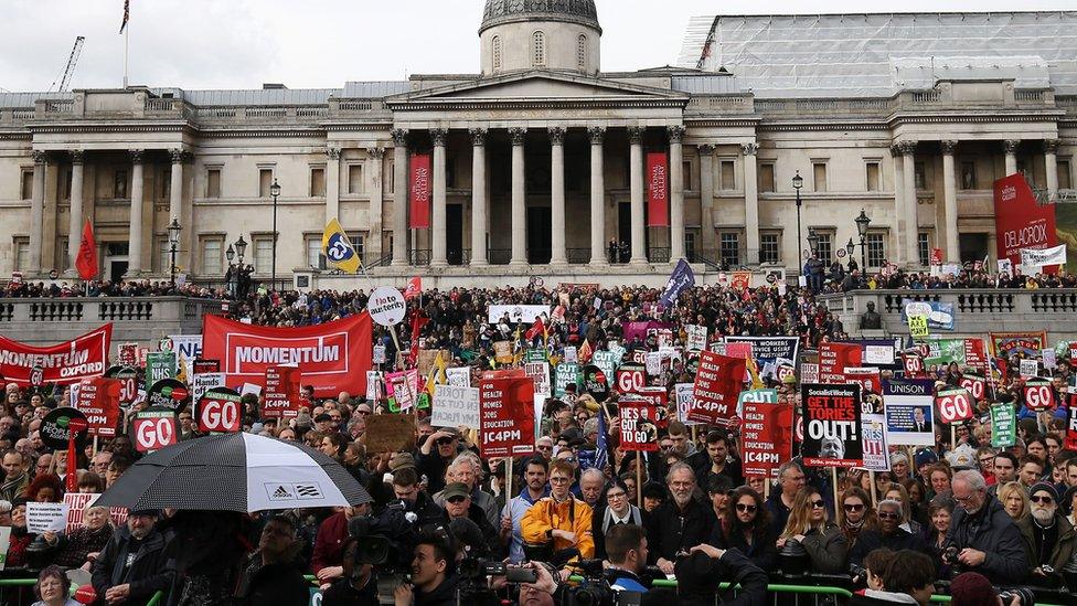 Austerity protest: Thousands rally in London against cuts - BBC News