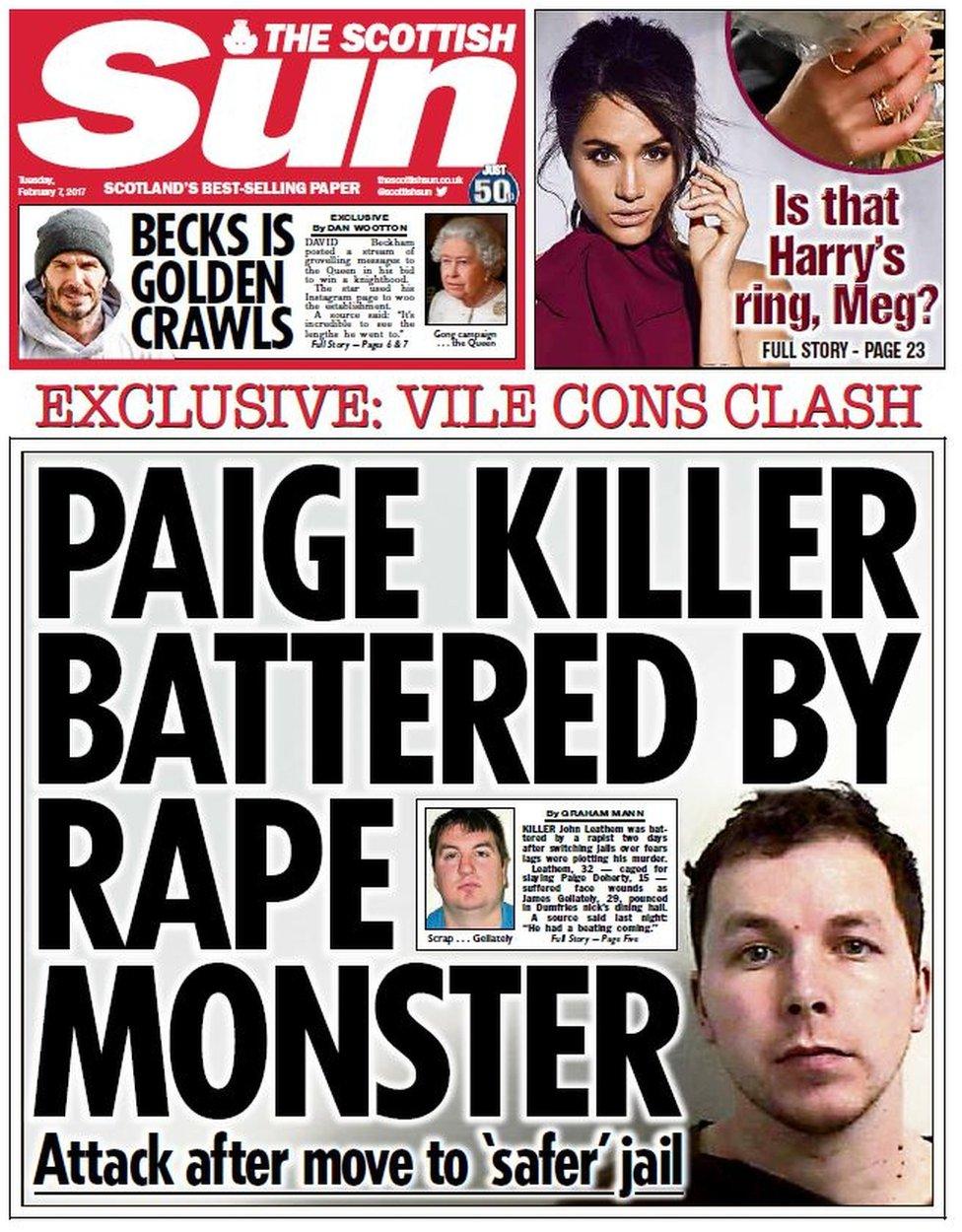 Scotland's papers: Paige killer attack and cemetery gun stash - BBC News
