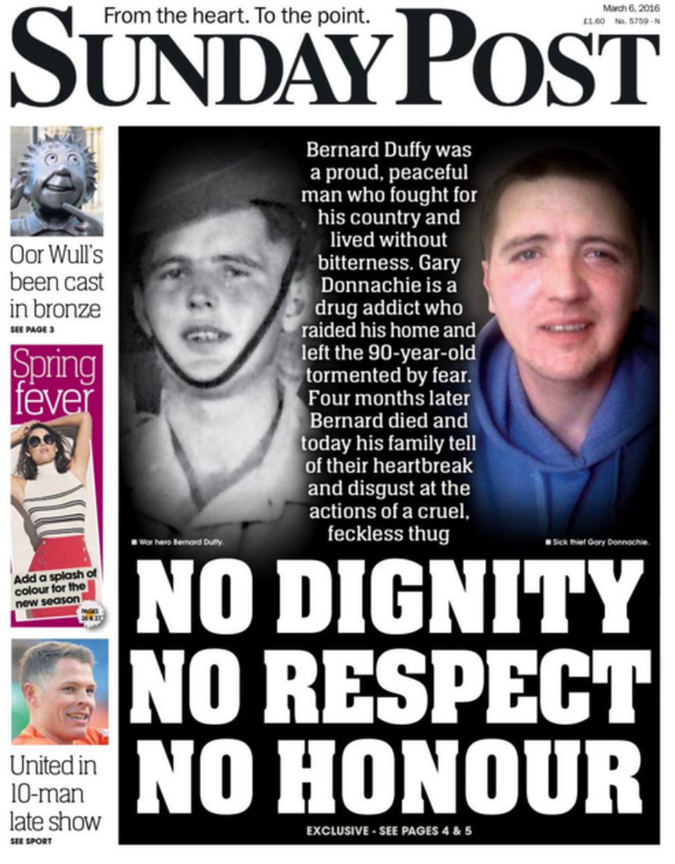 Sunday's front pages: Dunblane survivor and life expectancy lottery ...