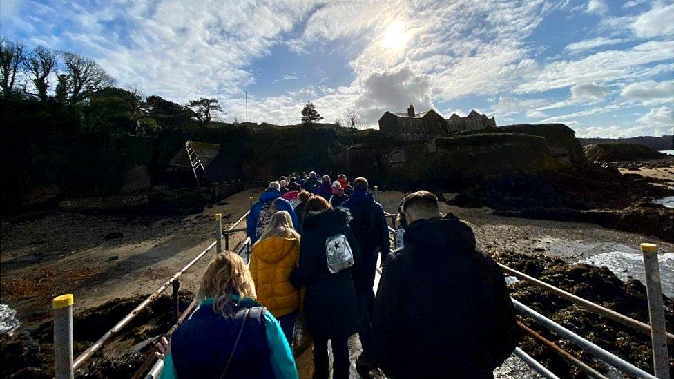 Drake's Island welcomes visitors for first time in 30 years - BBC News