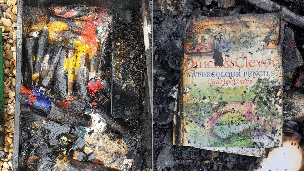 Artist 'glad to be alive' after fire at Norwich home studio - BBC News