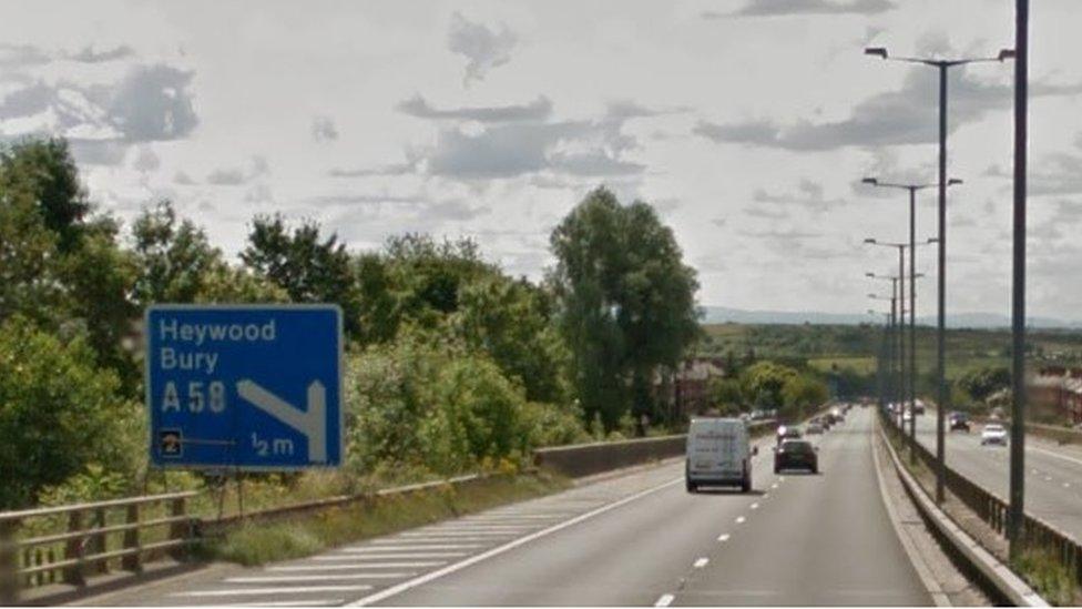 Man dies after 'walking along M66' near Bury - BBC News