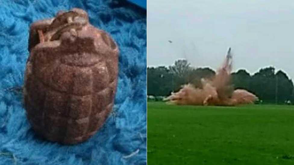 WW2 grenade dumped in Salford cemetery by fly-tippers - BBC News