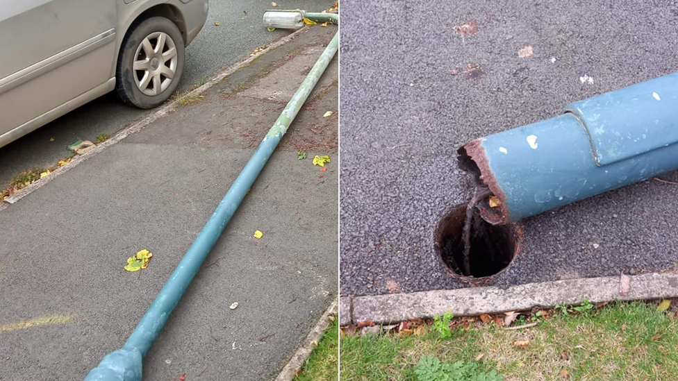 Falling lamp-post injures child in Shrewsbury - BBC News