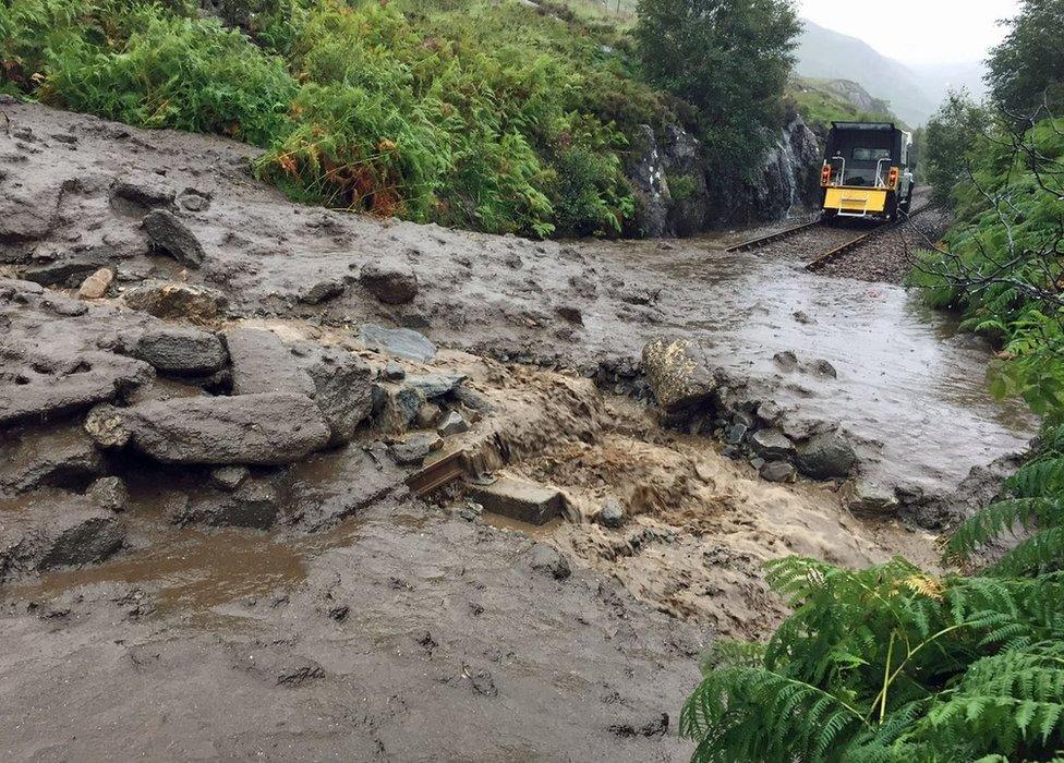 Landslide debris cleared from Highland railway line - BBC News