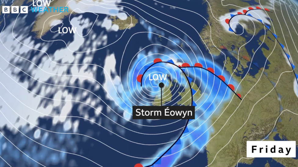 Storm Éowyn: Amber weather warning issued for UK amid threat of 90mph winds - BBC Weather