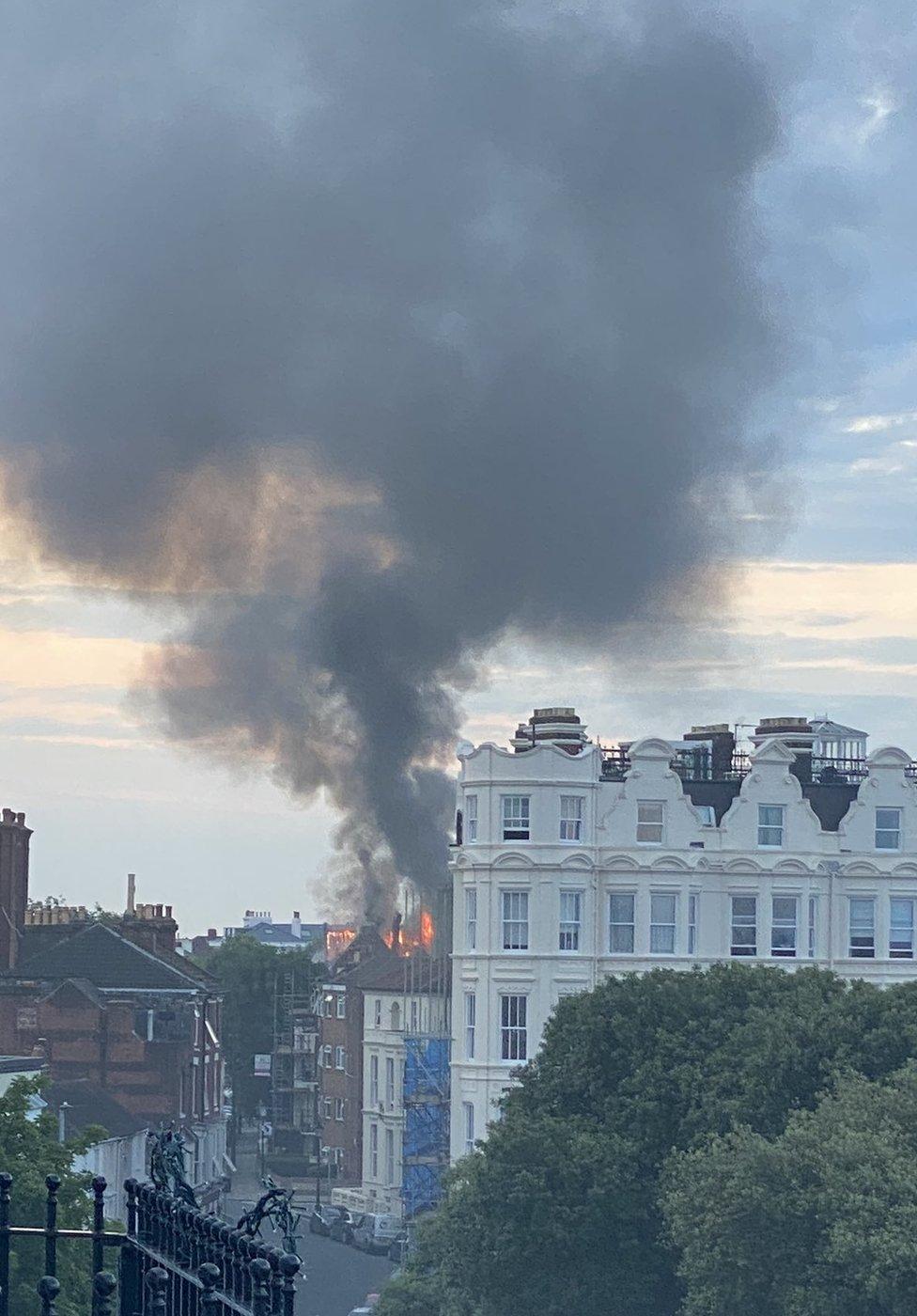 Southsea roof fire: Crews tackle early morning house blaze - BBC News
