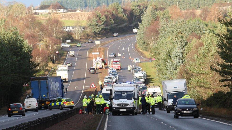 Second multiple crash at same location on A9 a day apart - BBC News