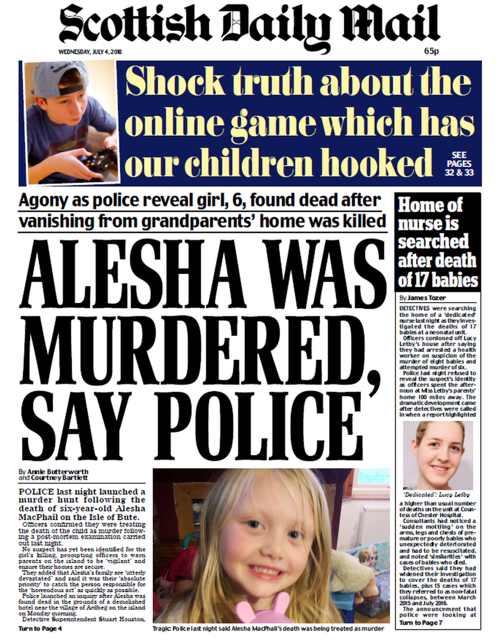 The papers: Police hunt Alesha's killer - BBC News