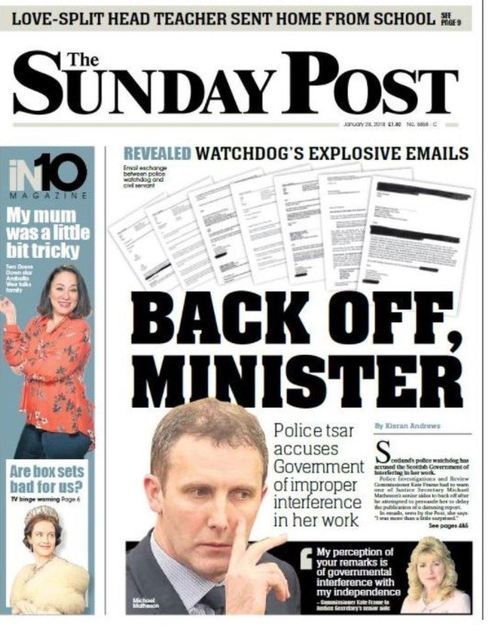 Sunday papers: 'Explosive' police emails - BBC News