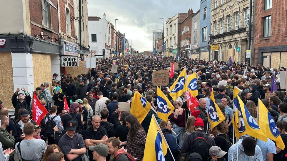 Bristol protest: Thousands gather in Old Market - BBC News