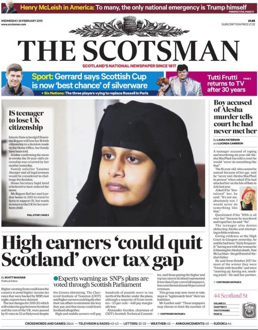 Scotland's papers: 'Evil' murder accused and tax hike fears - BBC News